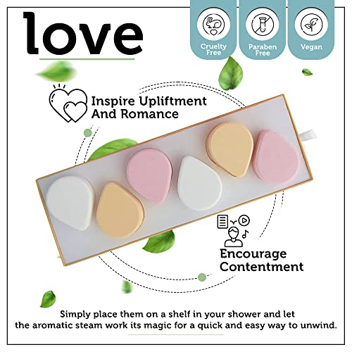 Bundle of 6 Floral Scented Shower Steamers with Holder - Aromatherapy Bombs - Valentines Gift Set - Selfcare for Women, Mom, Girlfriend, Best Friend Who Has Everything