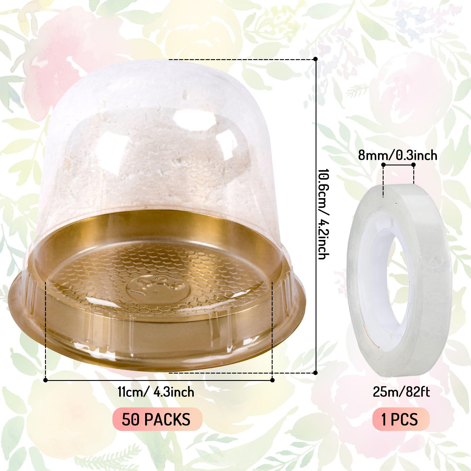 Whaline 50Pcs 4.3Inch Disposable Individual Charcuterie Cup Clear Plastic Cupcake Container Single Dessert Holders with Lids for Food Favor Display Charcuterie Grazing Table Catered Event Wedding