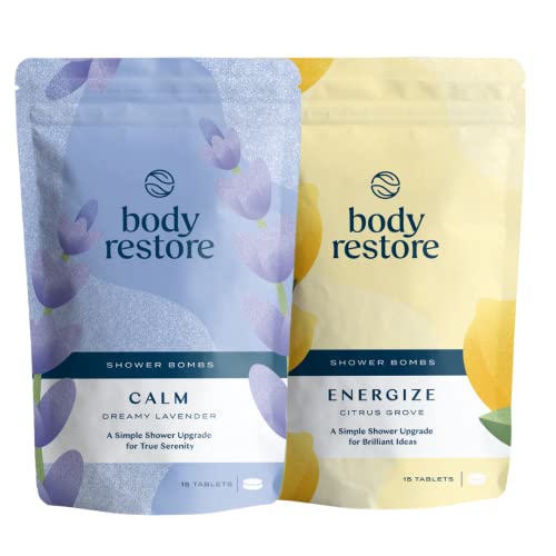 Body Restore Shower Steamers Aromatherapy (15 Packs x 2) - Gifts for Mom, Gifts for Women & Men, Shower Bath Bombs, Eucalyptus, Lavender Essential Oils, Stress Relief