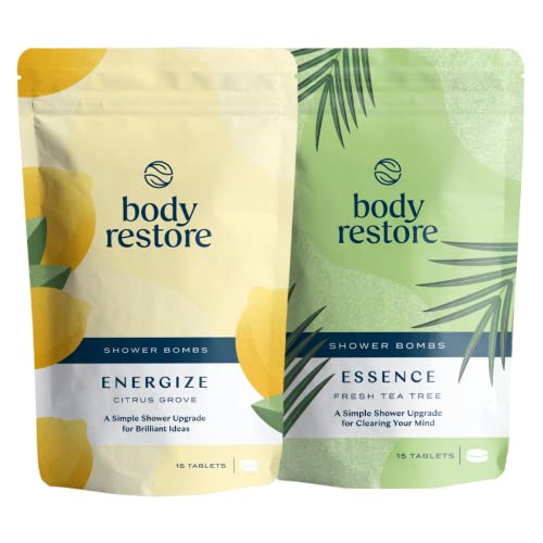 Body Restore Shower Steamers Aromatherapy (15 Packs x 2) - Gifts for Mom, Gifts for Women and Men, Shower Bath Bombs, Citrus Grove, Tea Tree Essential Oil, Stress Rel