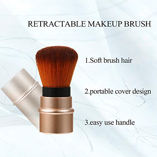 JewelryWe 3 Colors Cosmetic Beauty Makeup Minerals Powder Brush Travel Retractable Kabuki Brush,Foudation Blush Brush Cosmetic Tool (3pcs)