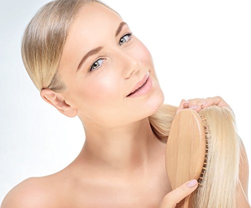 SHARCA Premium Wooden Bamboo Hair Brush with Ball Tipped Bristles from Natural Wood. Organic, Biodegradable, No plastic