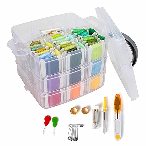IRDFWH Embroidery Thread Floss Set 150 Colors Cross Stitch Floss Threads Scissors Needles Craft DIY Sewing Accessories Kit