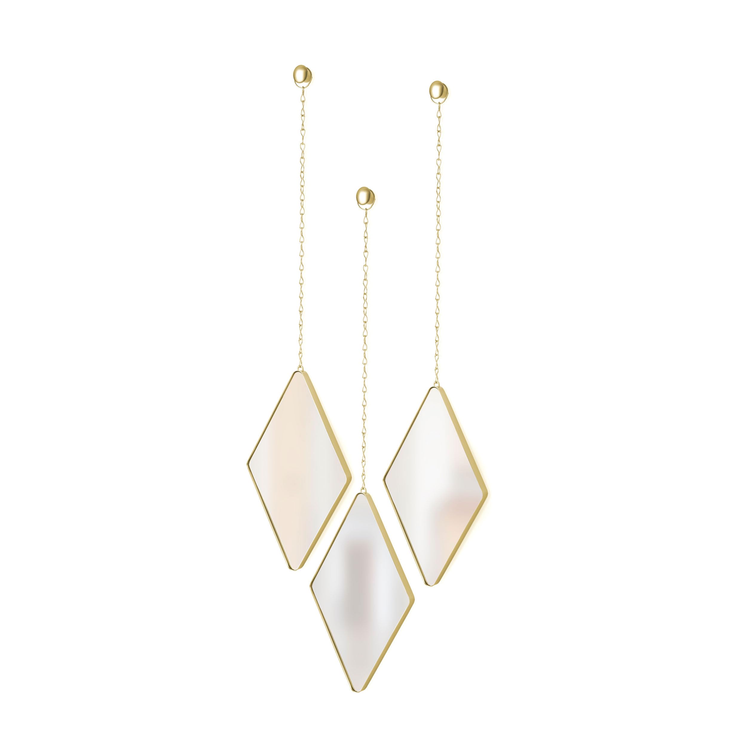 Umbra 358777-221 Dima, Matte Brass, Set of 3, Trio of Decorative Mirrors Apartment Décor/Wall Art, Diamond