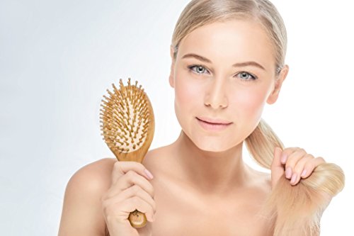 SHARCA Premium Wooden Bamboo Hair Brush with Ball Tipped Bristles from Natural Wood. Organic, Biodegradable, No plastic