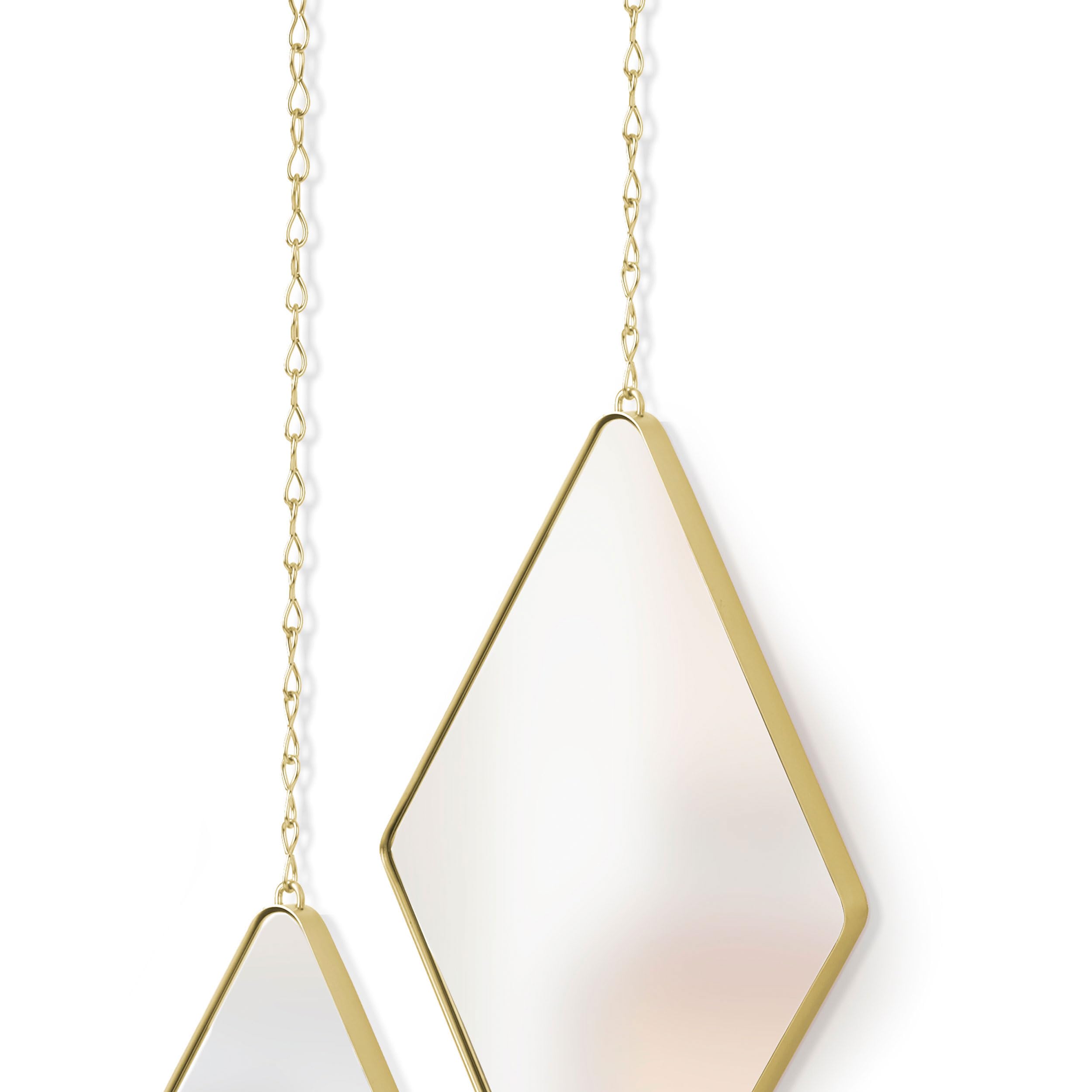 Umbra 358777-221 Dima, Matte Brass, Set of 3, Trio of Decorative Mirrors Apartment Décor/Wall Art, Diamond