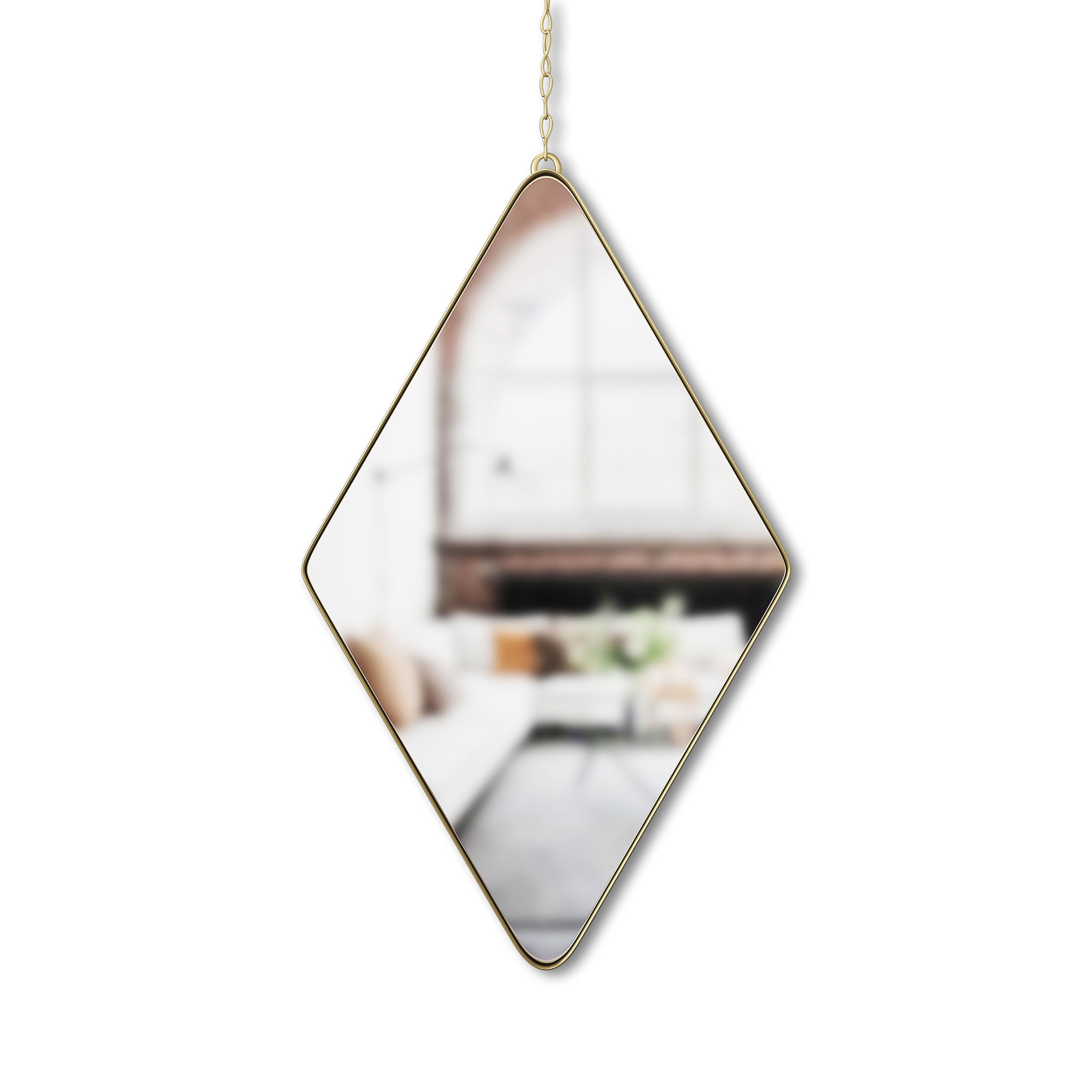Umbra 358777-221 Dima, Matte Brass, Set of 3, Trio of Decorative Mirrors Apartment Décor/Wall Art, Diamond