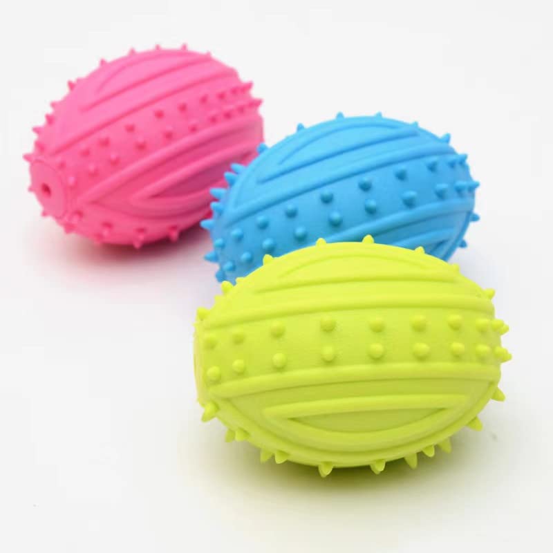 SEYNUR 3 Pcs Pet Dog Ball Fetch Ball Chew Toys,Rubber Rugby Ball Football for Small Dogs