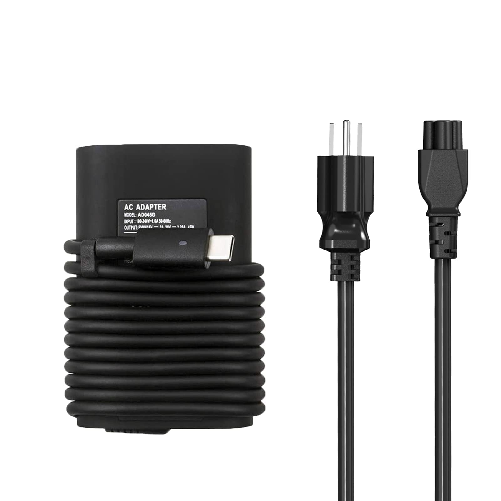 45W Laptop Charger USB-C AC Adapter for Dell Latitude 7390 2-in-1 7370 7310 7300 5310 5300 XPS 13 9380 9370 9365 2-in-1 9360 Chromebook 14 3400 13 3380 Type C Power Cord
