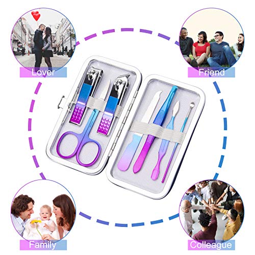 CGBE Manicure Set Nail Clippers Pedicure Kit Men Women Grooming kit Manicure Professional Tools Gift 7Pcs with Luxurious Travel Case