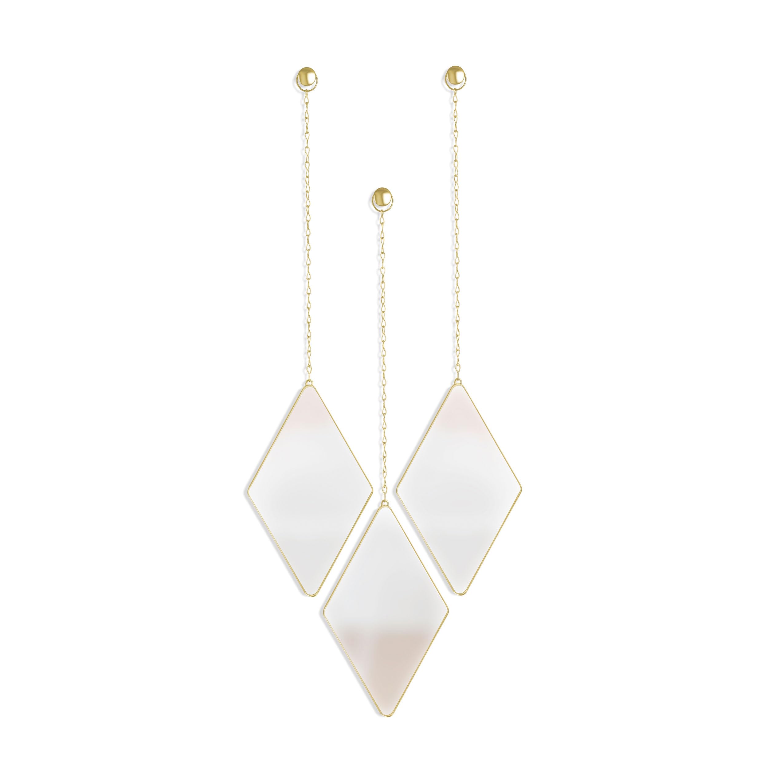 Umbra 358777-221 Dima, Matte Brass, Set of 3, Trio of Decorative Mirrors Apartment Décor/Wall Art, Diamond