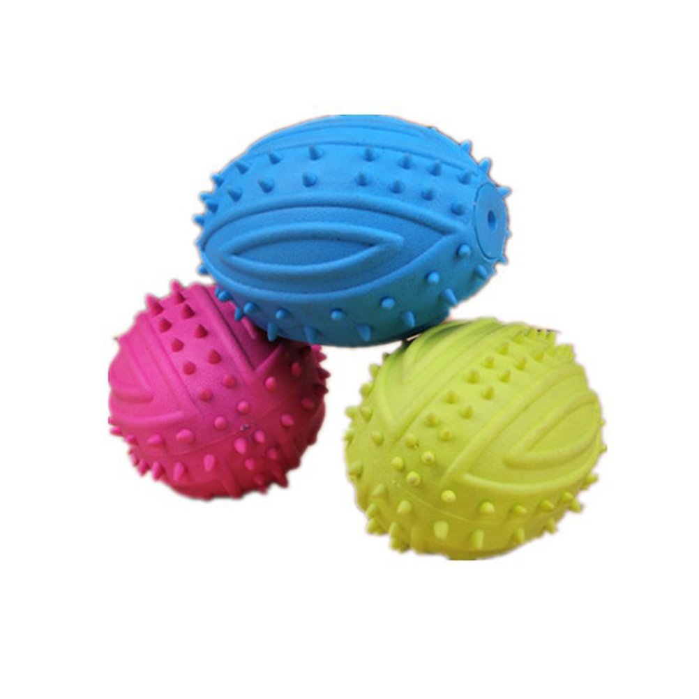 UEETEK Dog Rugby Football Pet Chew Toys Small Rubber Ball 4pcs