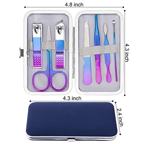 CGBE Manicure Set Nail Clippers Pedicure Kit Men Women Grooming kit Manicure Professional Tools Gift 7Pcs with Luxurious Travel Case