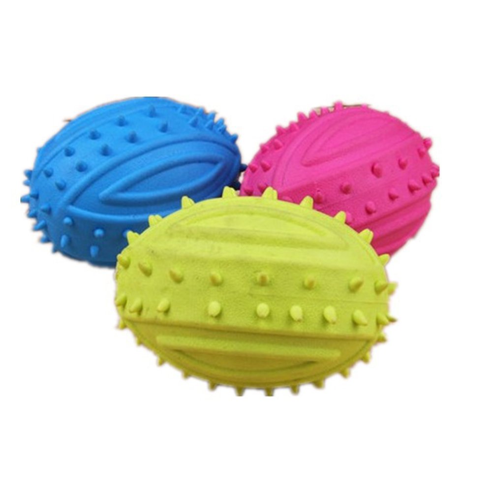UEETEK Dog Rugby Football Pet Chew Toys Small Rubber Ball 4pcs