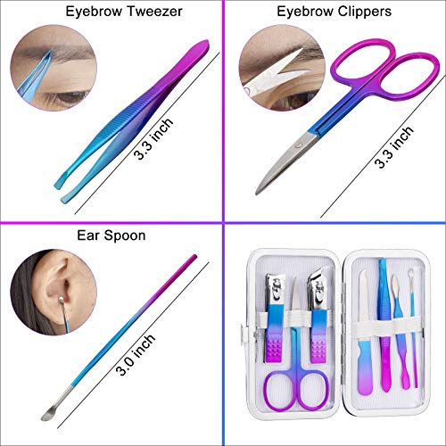 CGBE Manicure Set Nail Clippers Pedicure Kit Men Women Grooming kit Manicure Professional Tools Gift 7Pcs with Luxurious Travel Case