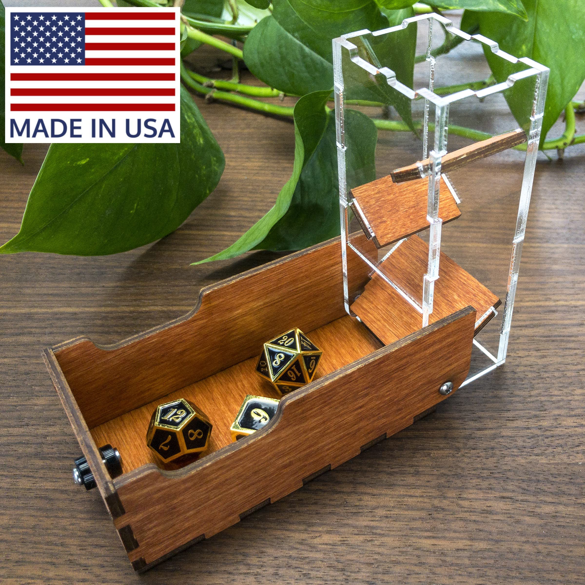C4Labs Micro Travel Portable Dice Tower AND Dice Vault | Fits Standard Seven Set of Dice (Gunstock)