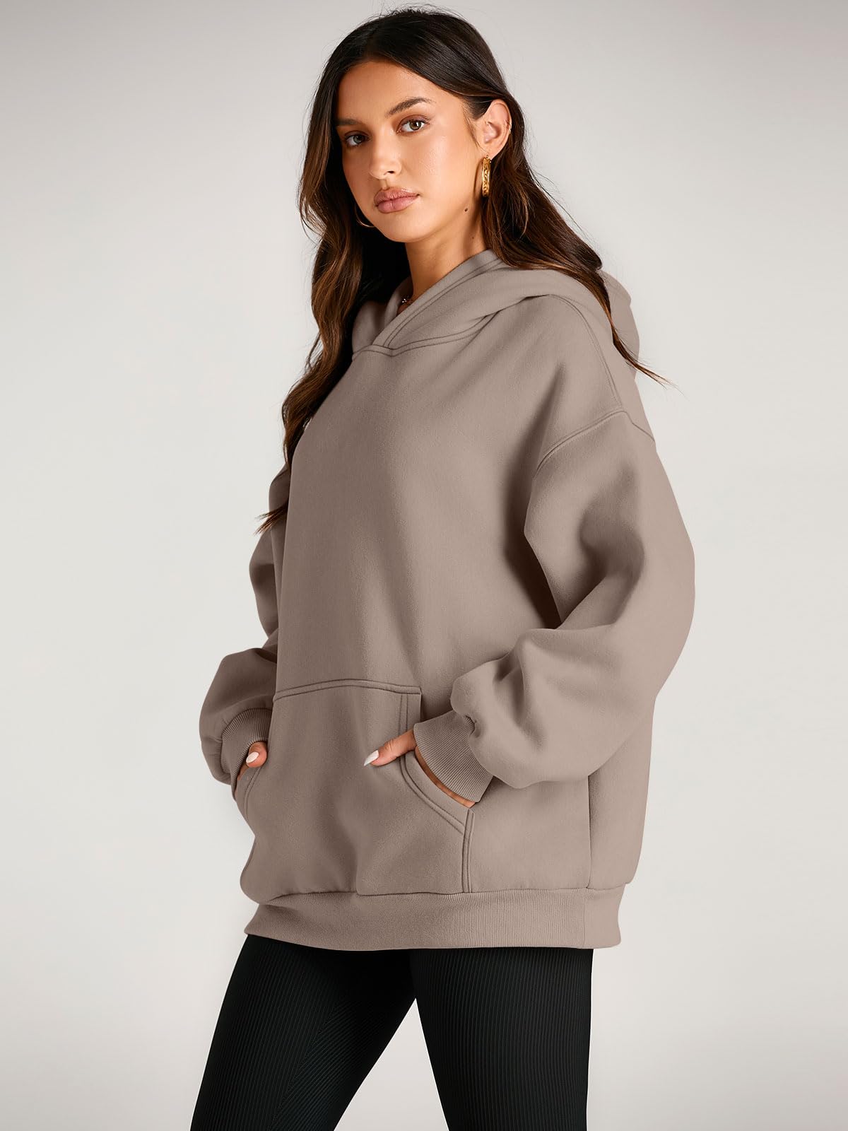 EFAN Womens Hoodies Oversized Sweatshirts Pullover Fleece Sweaters Long Sleeve Winter Fall Outfits Fashion Y2k Clothes CoffeeGrey XL