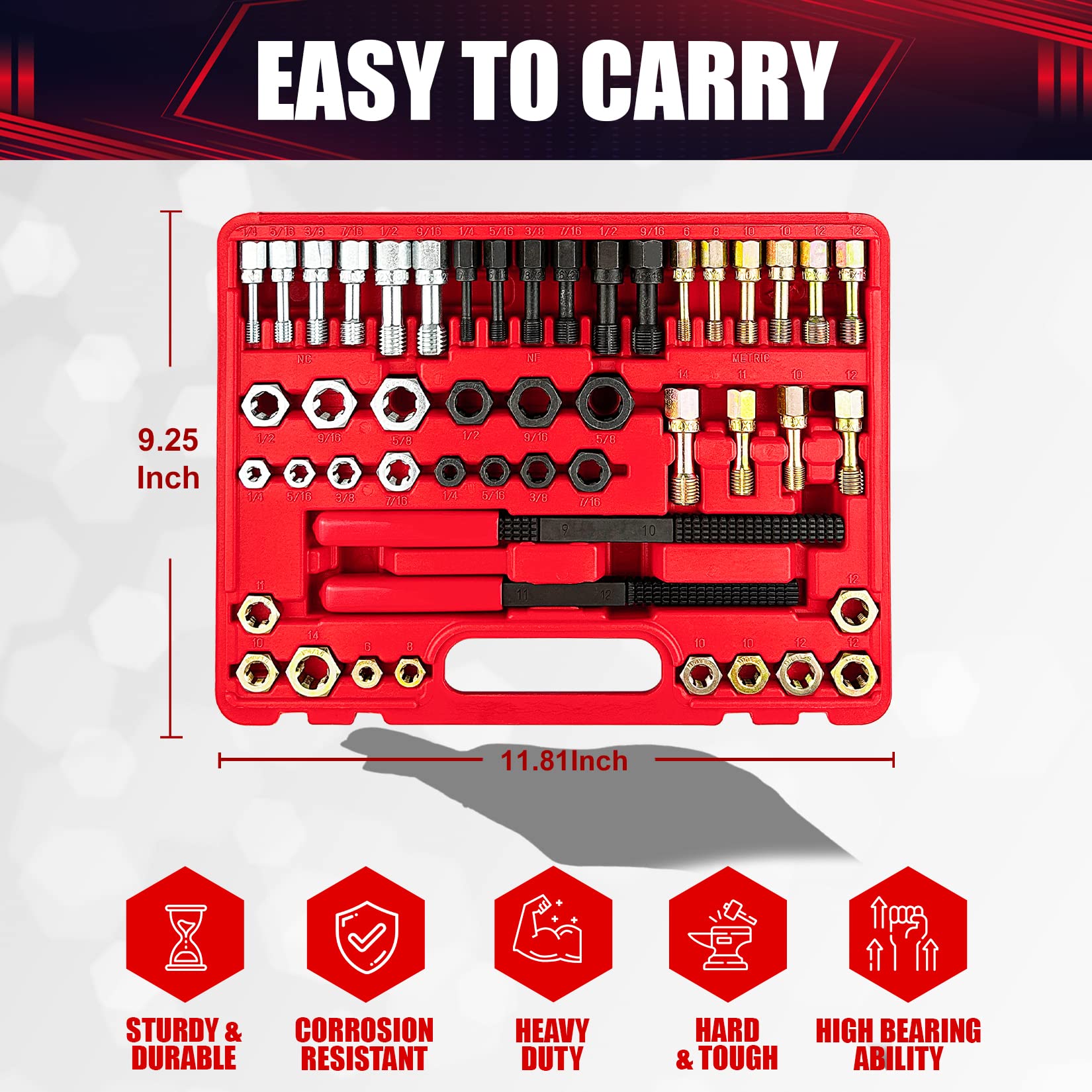 wesleydrill 49PCS Thread Chaser Set, Metric and SAE Thread Restorer Tool with Thread Pitch Gauge, Including 22 Taps, 24 Dies, 3 Thread Files, UNF & UNC Size