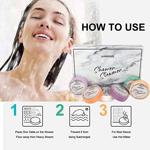 AIRNOOS Aromatherapy Shower Steamers Variety Pack of 6 Shower Bombs,Relaxation Gift for Couple