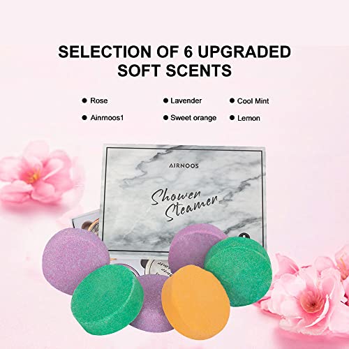 AIRNOOS Aromatherapy Shower Steamers Variety Pack of 6 Shower Bombs,Relaxation Gift for Couple