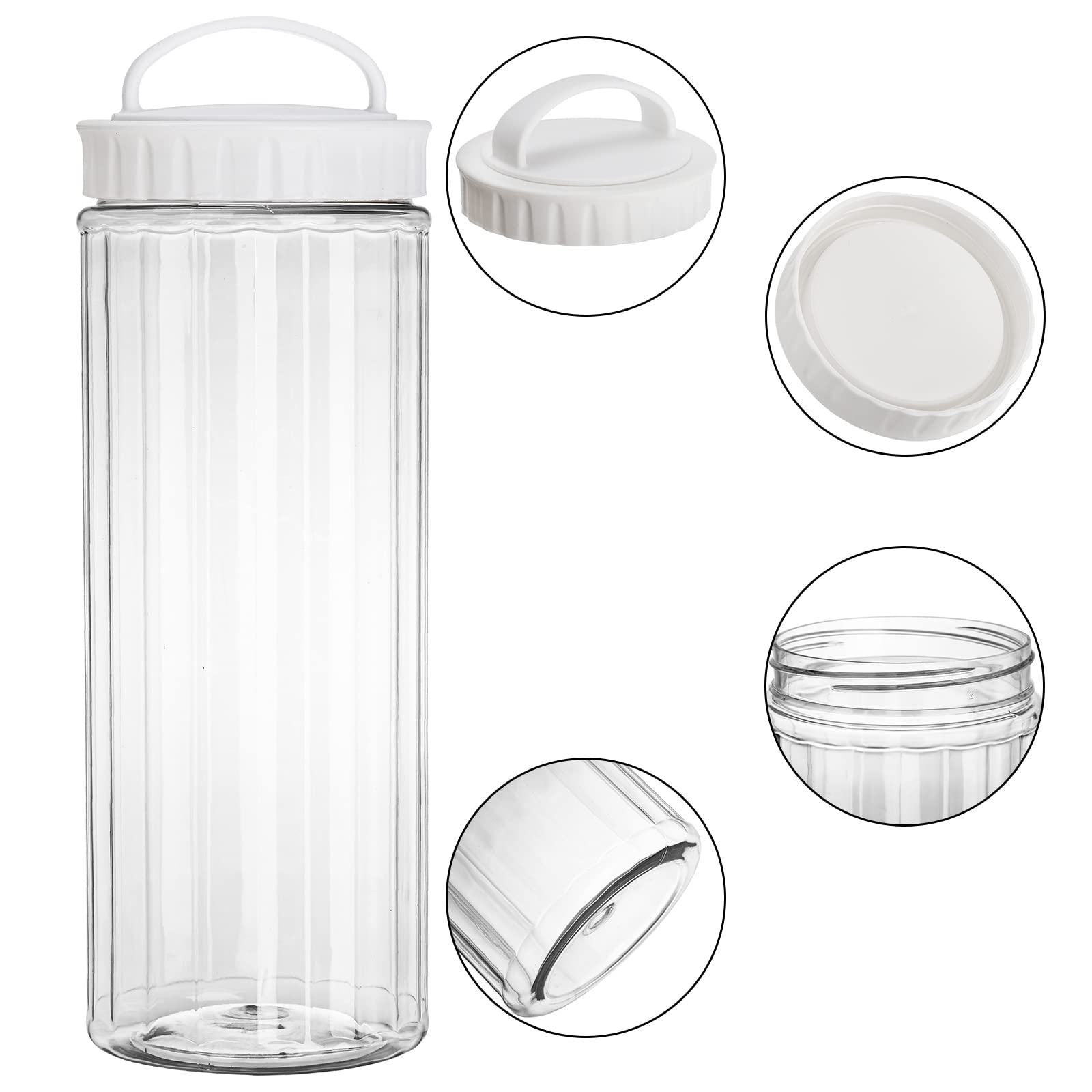 Lawei 4 Pack Clear Plastic Jars with Lids - 50 Oz Tall Clear Empty Plastic Jars Plastic Food Storage Jars for Food & Home Storage