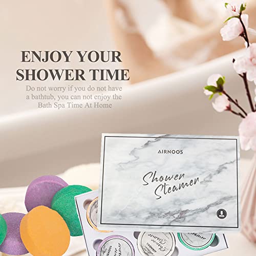 AIRNOOS Aromatherapy Shower Steamers Variety Pack of 6 Shower Bombs,Relaxation Gift for Couple