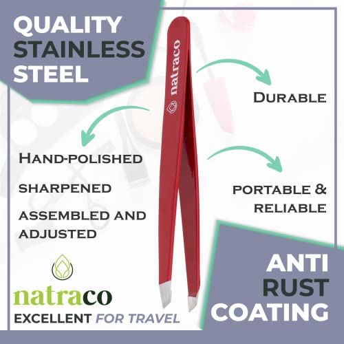 Stainless Steel Slant Precision Tweezers β Professional Tweezers for Eyebrows & Hair Removal β Black & Red (Pack of 2)
