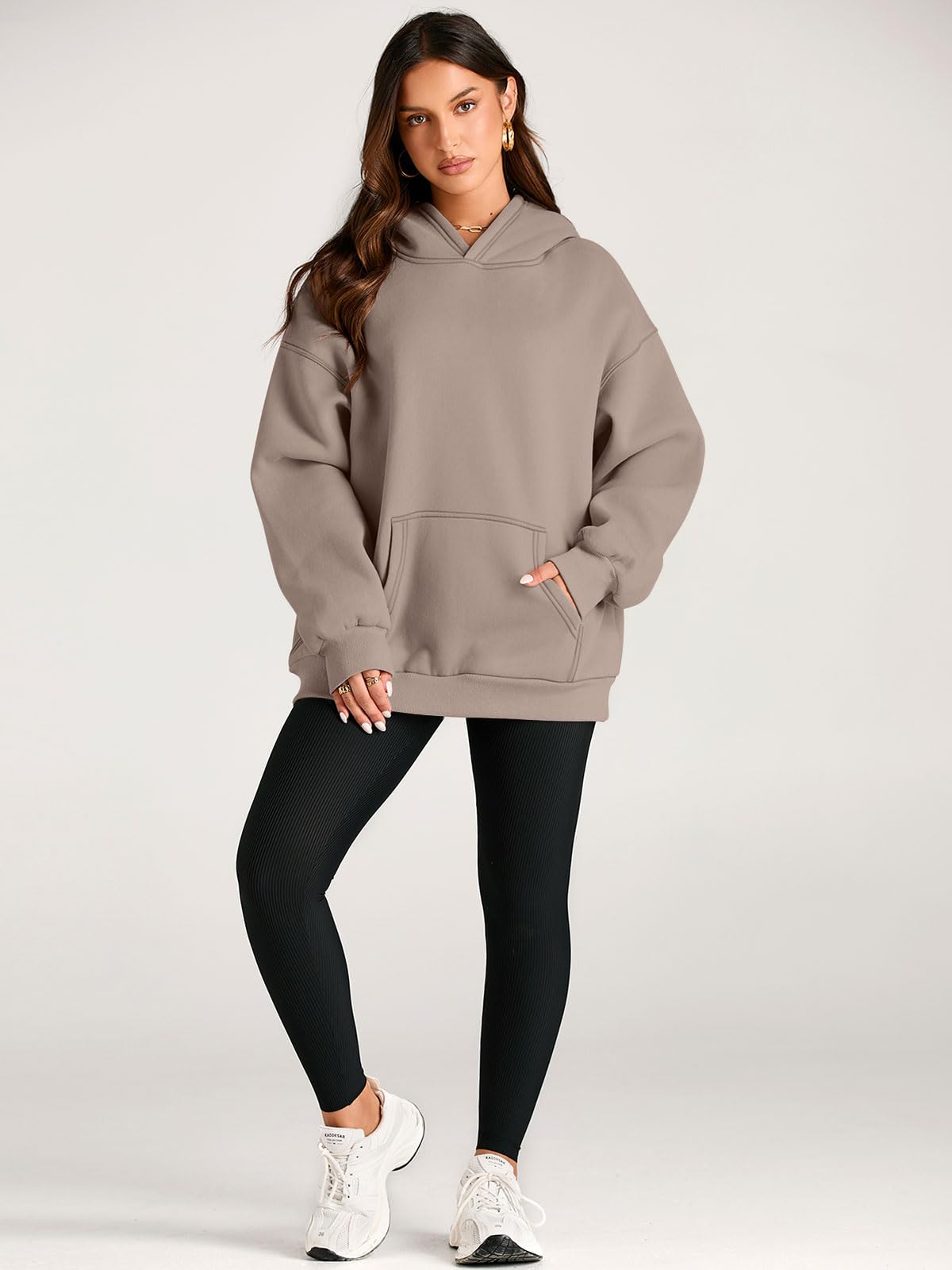EFAN Womens Hoodies Oversized Sweatshirts Pullover Fleece Sweaters Long Sleeve Winter Fall Outfits Fashion Y2k Clothes CoffeeGrey XL