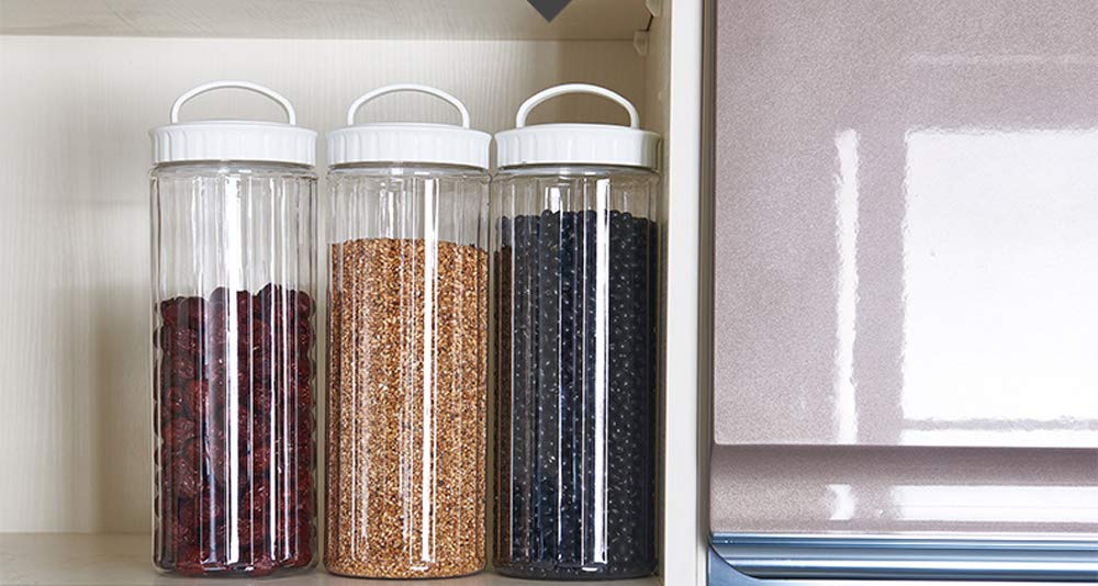 Lawei 4 Pack Clear Plastic Jars with Lids - 50 Oz Tall Clear Empty Plastic Jars Plastic Food Storage Jars for Food & Home Storage