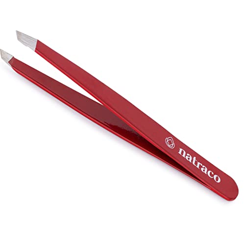 Stainless Steel Slant Precision Tweezers β Professional Tweezers for Eyebrows & Hair Removal β Black & Red (Pack of 2)