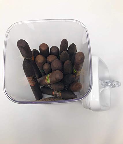 Easy Open Acrylic Cigar Humidor Jar Including The Boveda 69% 2-Way Humidity System, 25 Cigar Capacity (Square)