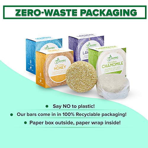 BAMBOEARTH Solid Shampoo Bar And Conditioner Effect Hair Soap – 100% Organic Shampoo Bars For Hair With All Natural Plant Based Essential Oils And Zero Waste Biodegradable Packaging (Rose)