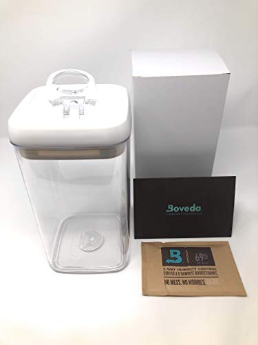 Easy Open Acrylic Cigar Humidor Jar Including The Boveda 69% 2-Way Humidity System, 25 Cigar Capacity (Square)