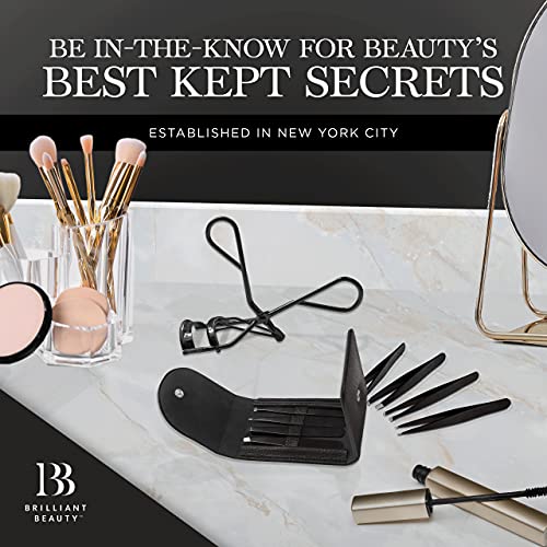 Brilliant Beauty Eyelash Curler with Satin Bag & Refill Pads - Award Winning Eye Lash Curlers for Dramatically Curled Eyelashes & Lash Lift in Seconds (Jet Black)