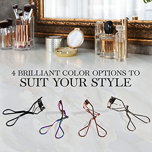Brilliant Beauty Eyelash Curler with Satin Bag & Refill Pads - Award Winning Eye Lash Curlers for Dramatically Curled Eyelashes & Lash Lift in Seconds (Jet Black)