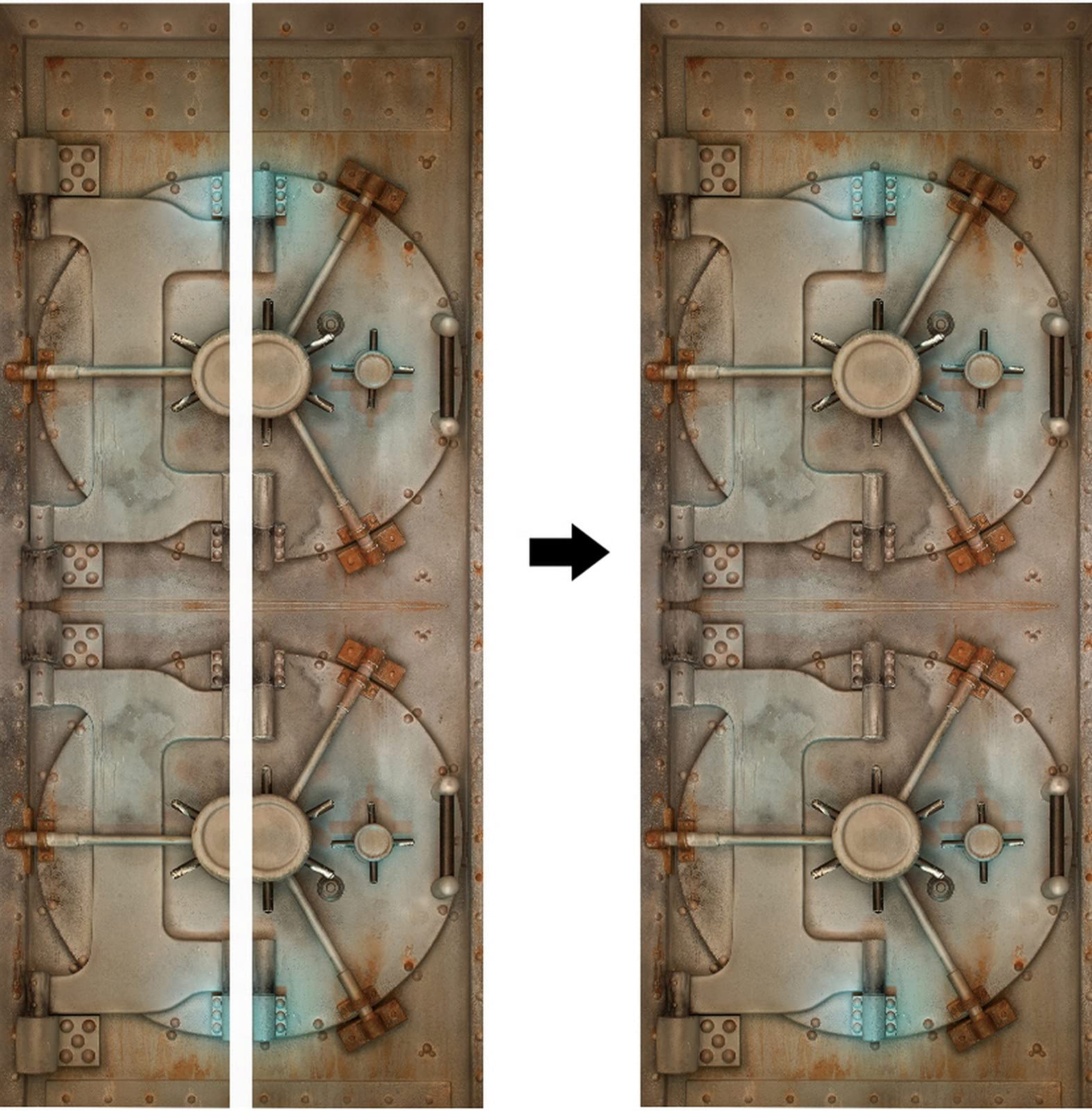 A.Monamour 3D Door Stickers for Interior Doors Rusty Bank Vault Door Vinyl Waterproof Self Adhesive Door Mural Decals for Bedroom Office Bathroom 85 x 200 cm