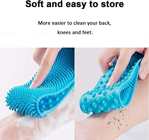 Silicone Back Scrubber for Shower 35.5 inches/90 cm Silicone Body Scrubber with Handle Bath Body Brush Back Washer Extra Long Back Scrubber for Shower for Men and Women Deep Clean, Massage Skin