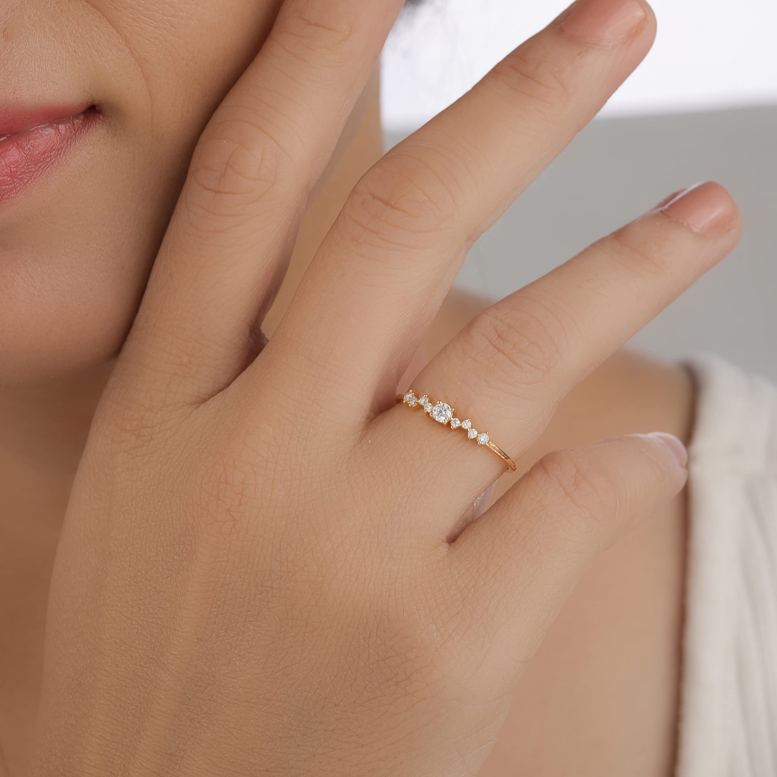 CARATRIO Engagement Rig for Women,14k Solid Gold Lab grown Cluster Ring for Wedding |Bridal gold ring promise ring |Jewellery Gift | Birthday Gift For Gold (6.5, White Gold)
