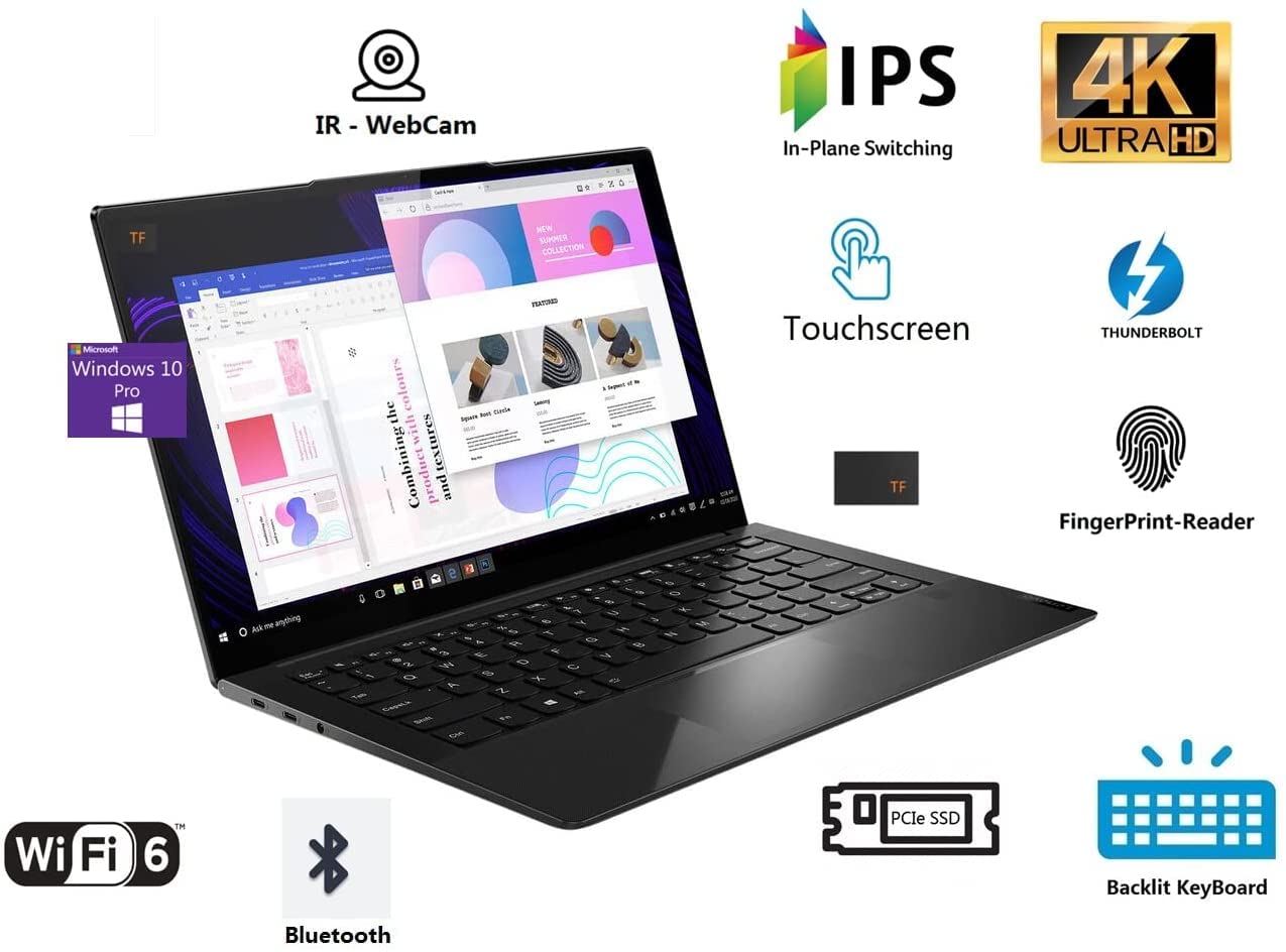 Lenovo 2022 IdeaPad UltraSlim 9i Business Laptop 14" UHD 4K IPS Touchscreen | Intel Core i7-1165G7 | 16GB RAM | 2TB SSD | Backlit-KYB | FP-Reader | WiFi-6 | Thunderbolt | IR-Webcam | Win10Pro |TF