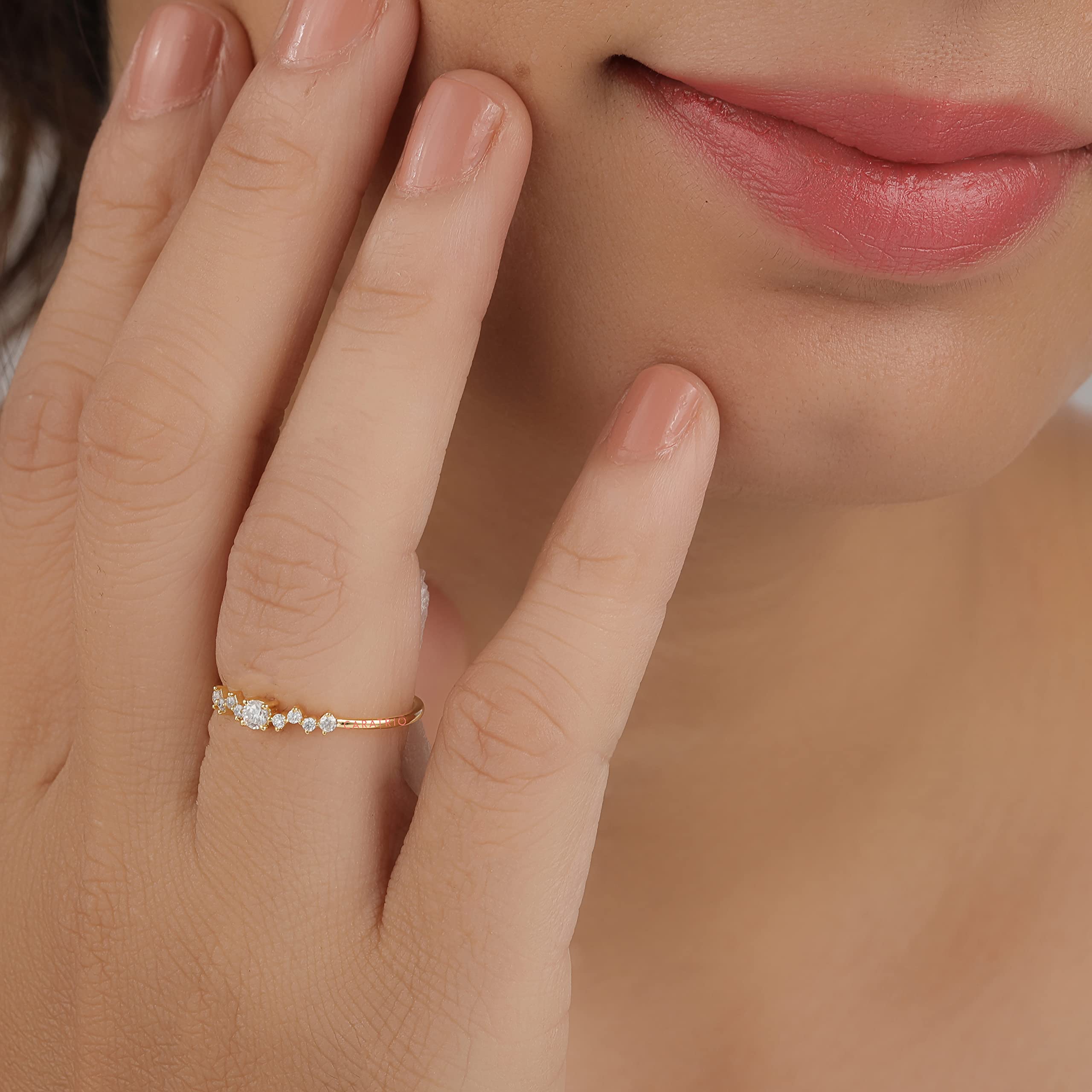 CARATRIO Engagement Rig for Women,14k Solid Gold Lab grown Cluster Ring for Wedding |Bridal gold ring promise ring |Jewellery Gift | Birthday Gift For Gold (6.5, White Gold)