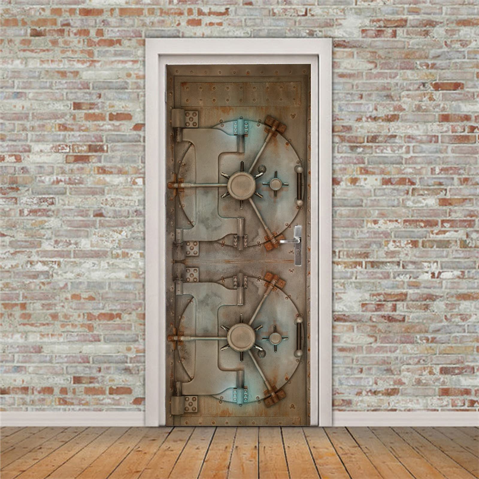 A.Monamour 3D Door Stickers for Interior Doors Rusty Bank Vault Door Vinyl Waterproof Self Adhesive Door Mural Decals for Bedroom Office Bathroom 85 x 200 cm