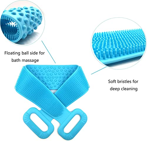 Silicone Back Scrubber for Shower 35.5 inches/90 cm Silicone Body Scrubber with Handle Bath Body Brush Back Washer Extra Long Back Scrubber for Shower for Men and Women Deep Clean, Massage Skin