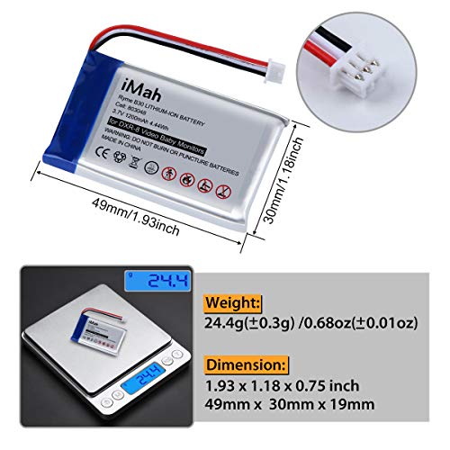 iMah Replacement for Infant Optics DXR-8 Baby Monitor Battery Sp 803048 3.7V 1200mAh Lithium-ion Rechargeable, Pack of 2