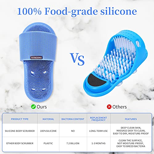 TATBOOMU Shower Foot Scrubber,Soft Silicone Bristles with Non-Slip Suction Cups - Cleans,Smooths,Exfoliates & Massages Your Feet Without Bending,Improve Circulation & Soothes Tired Feet (1PCS Blue)