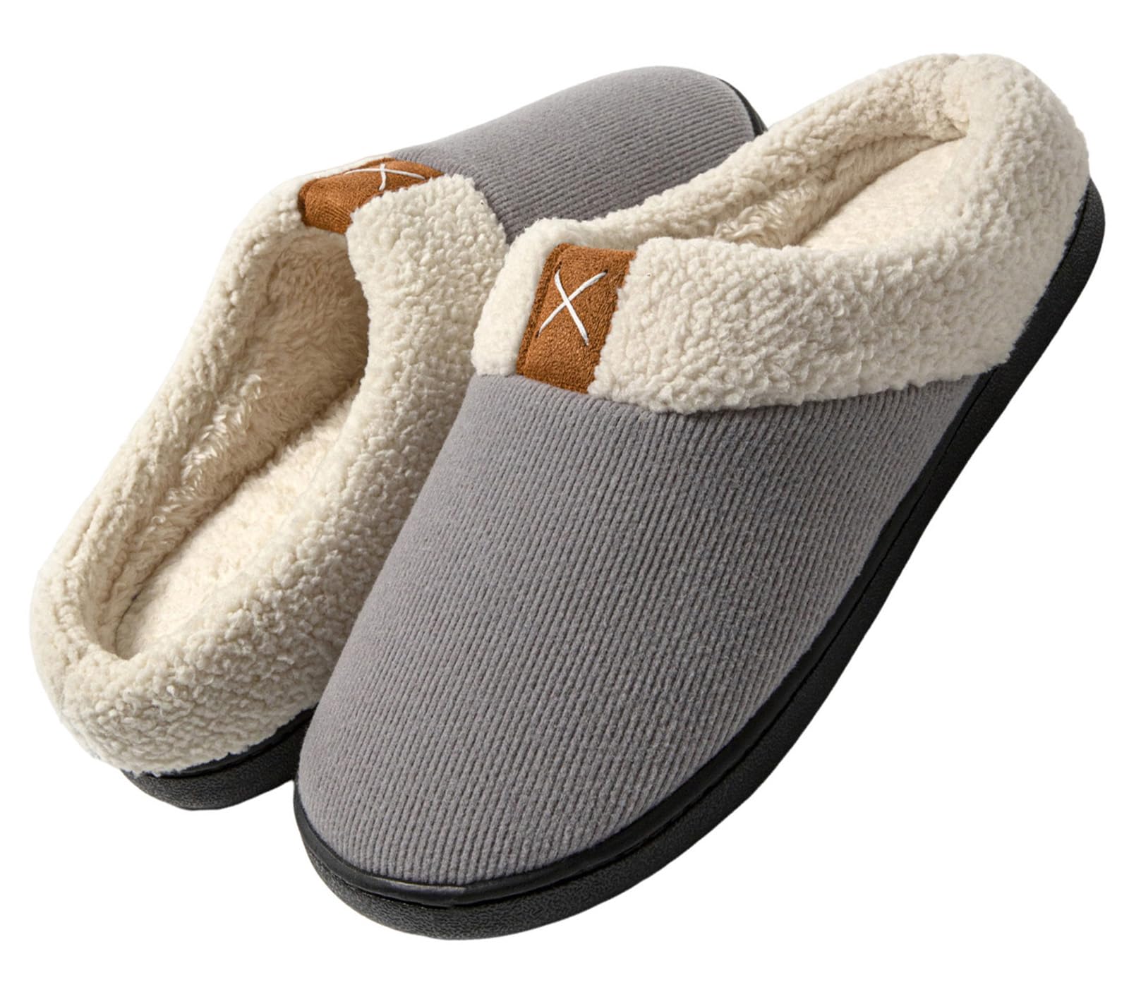 oneslippers Womens Cozy Fuzzy Memory Foam Slippers House Comfy Slip Shoes Indoor Outdoor Anti Skid Rubber Sole Grey Size 9 US