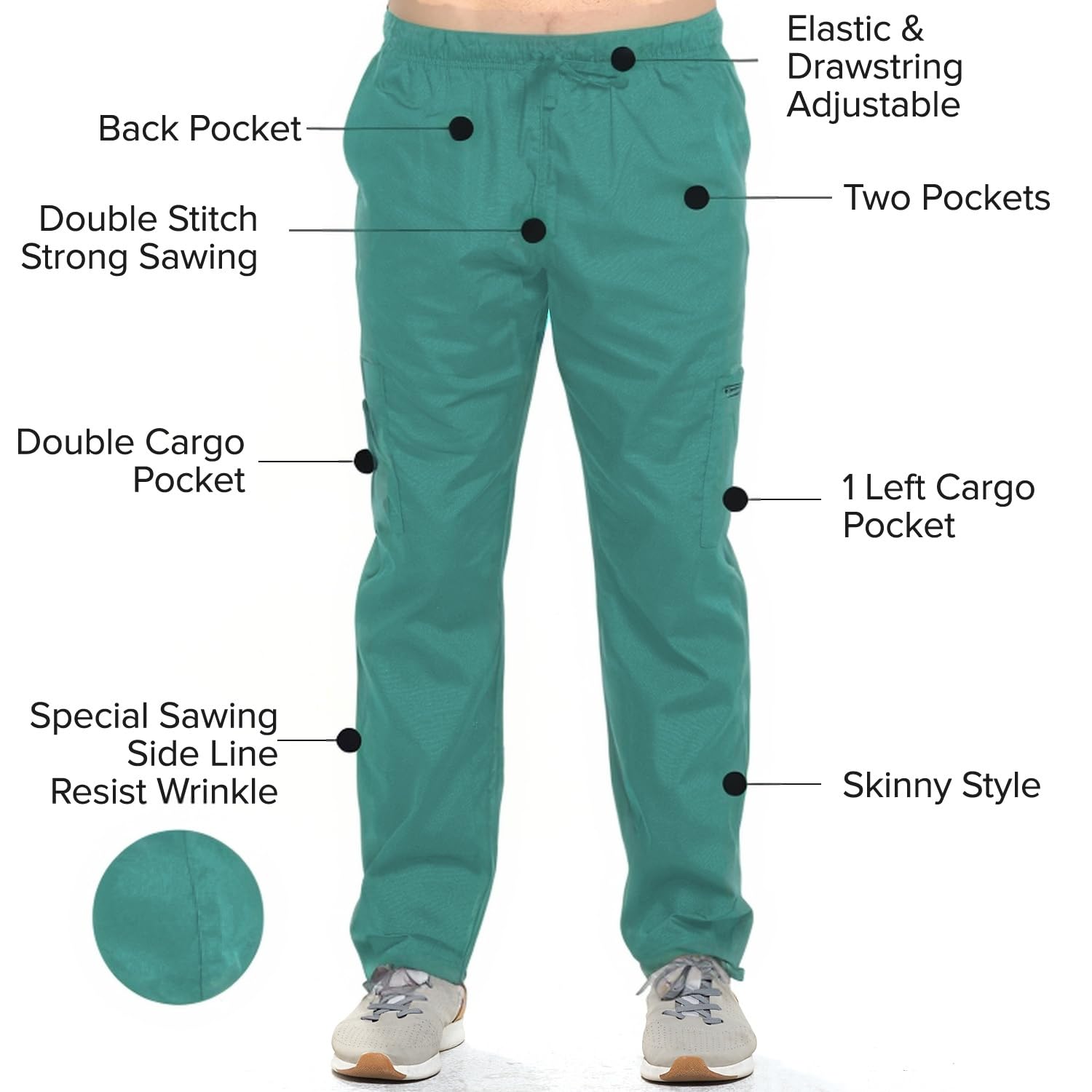 Dagacci Medical Uniform Women's Medical Scrub Set Top and Pant, Teal Green, XS