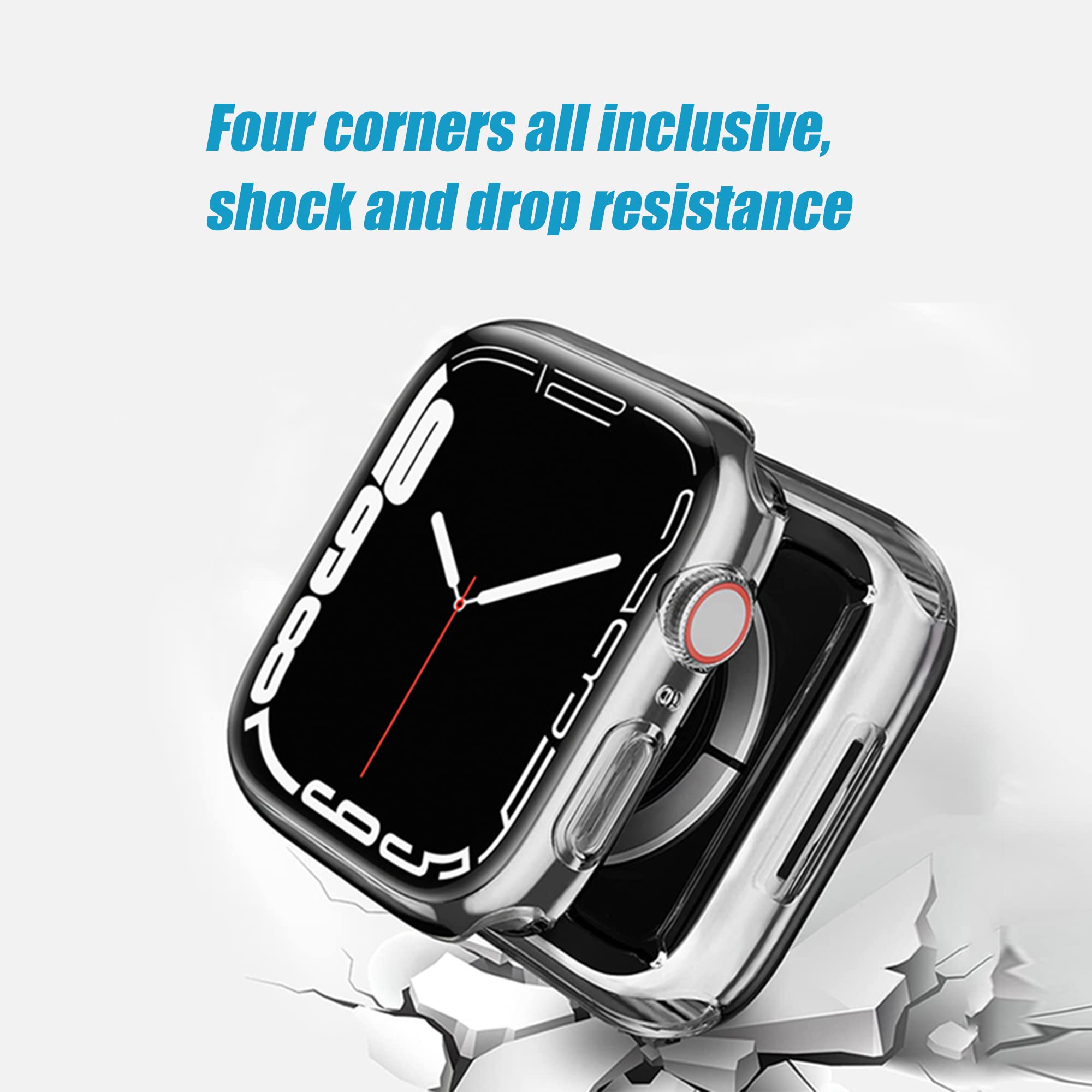Ailun for Apple Watch Series 9 & 8 & 7 Screen Protector Case [41mm], Ultra-Thin Hard PC Case Built in Tempered Glass for iWatch, Shockproof Cover with Button [2 Pack][Black+Clear]