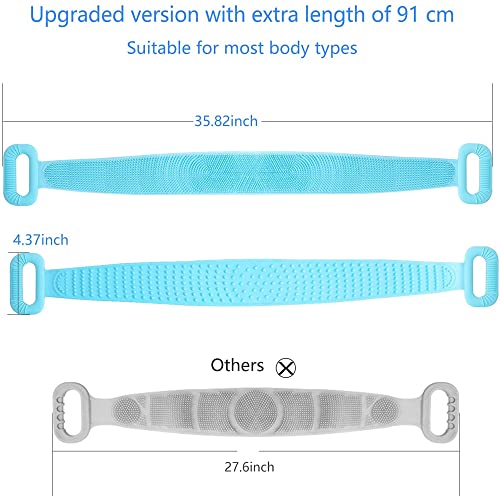 Silicone Back Scrubber for Shower 35.5 inches/90 cm Silicone Body Scrubber with Handle Bath Body Brush Back Washer Extra Long Back Scrubber for Shower for Men and Women Deep Clean, Massage Skin