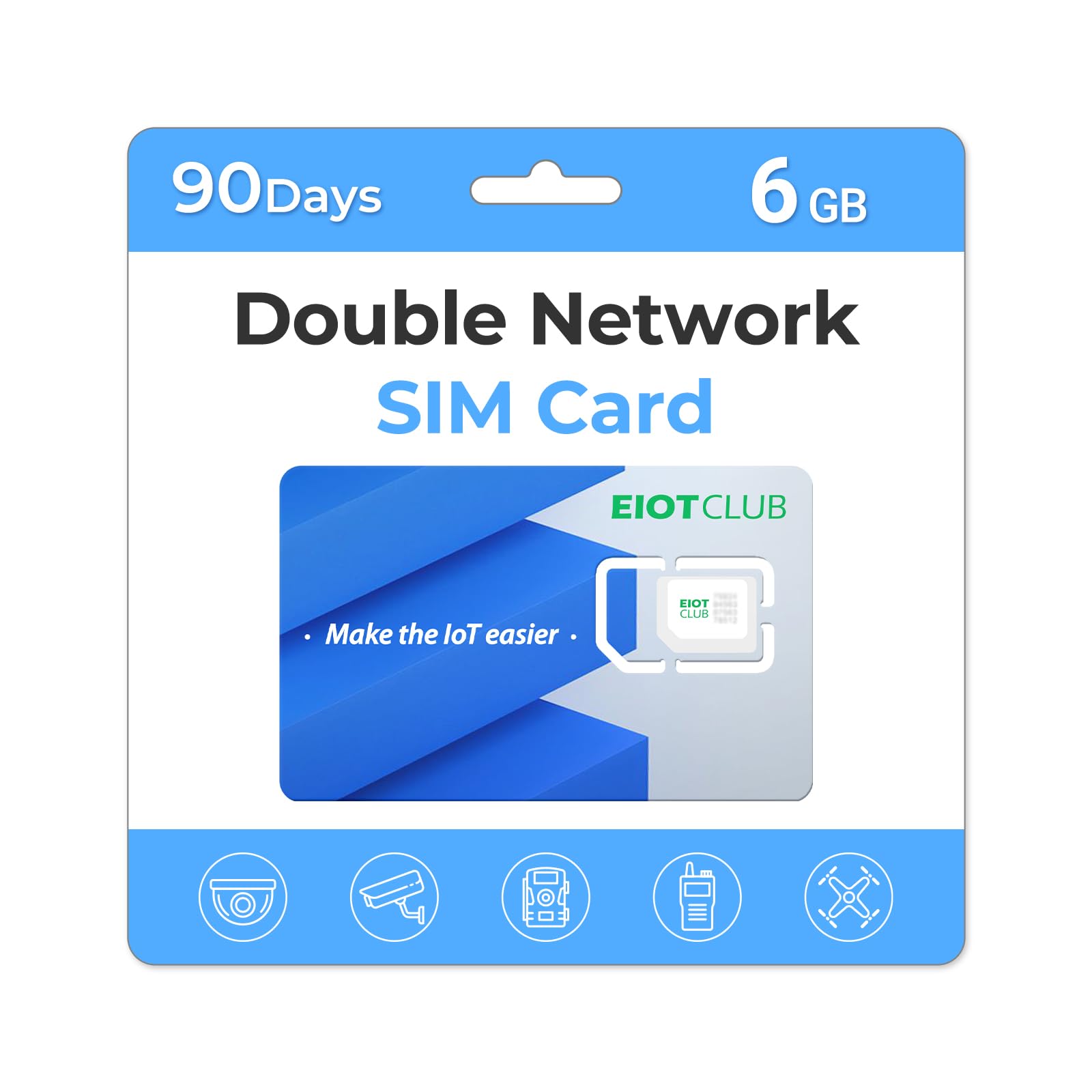 EIOTCLUB Prepaid SIM Card | 4G LTE - USA Compatible with Nationwide Networks for Unlocked IoT Device(NOT for Voice/Text Service. for Data Use Only) (6GB 90DAY)