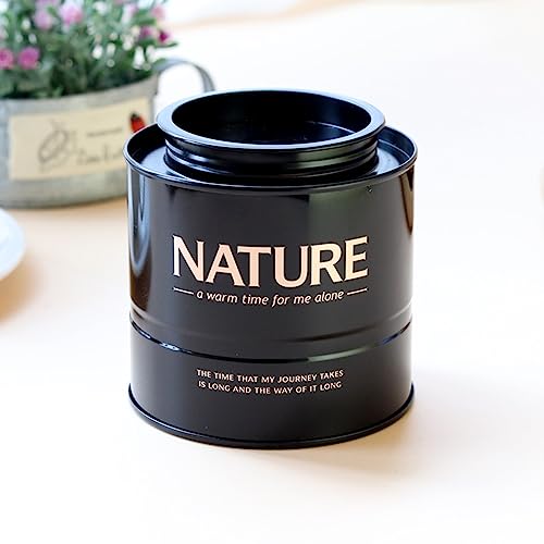 Hiborth Coffee Canister, Cylinder Sealed Storage Jar Good Sealing Moisture-Proof Tea Caddy Food Storage Can Mini Metal Container for Kitchen Home Kitchen Storage Rose Gold